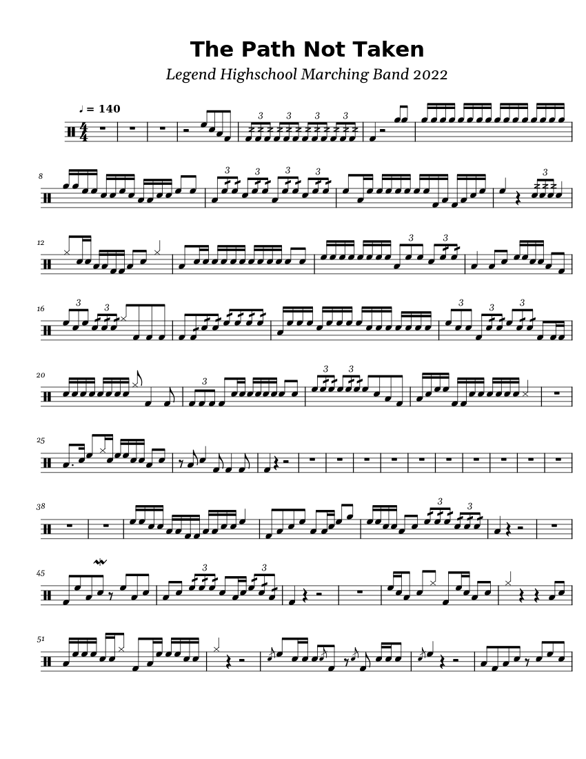 The Path Not Taken Sheet music for Tenor drum (Solo) | Musescore.com