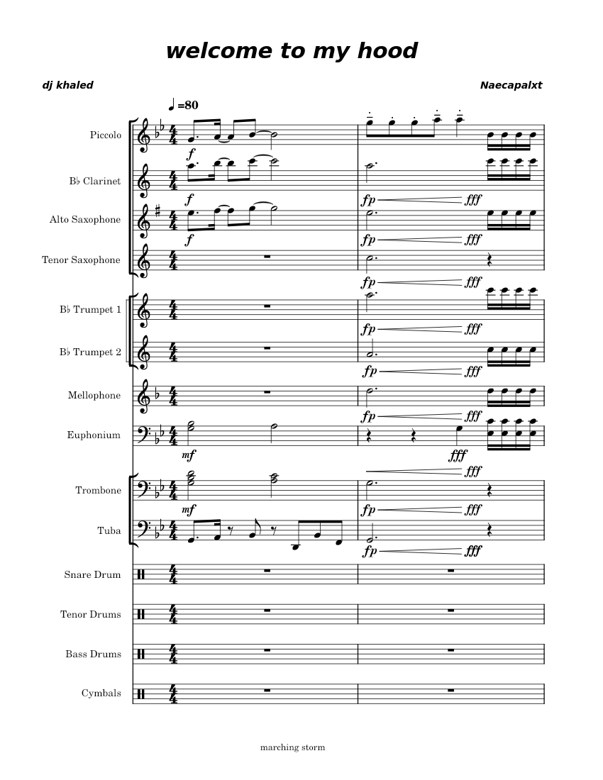 welcome to my hood REMADE Sheet music for Trombone, Euphonium, Tuba ...