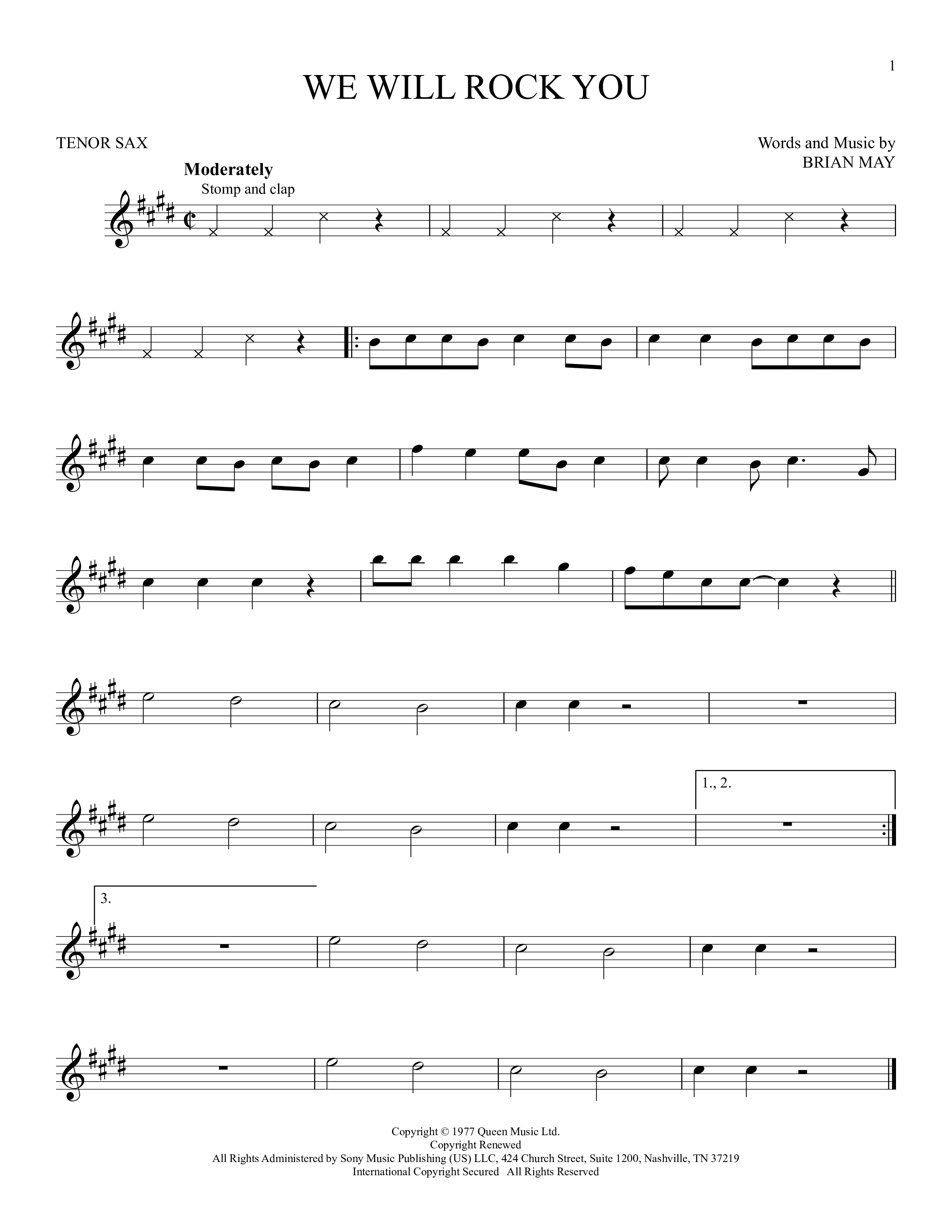 Play Official version of We will rock you Sheet Music by Queen for ...