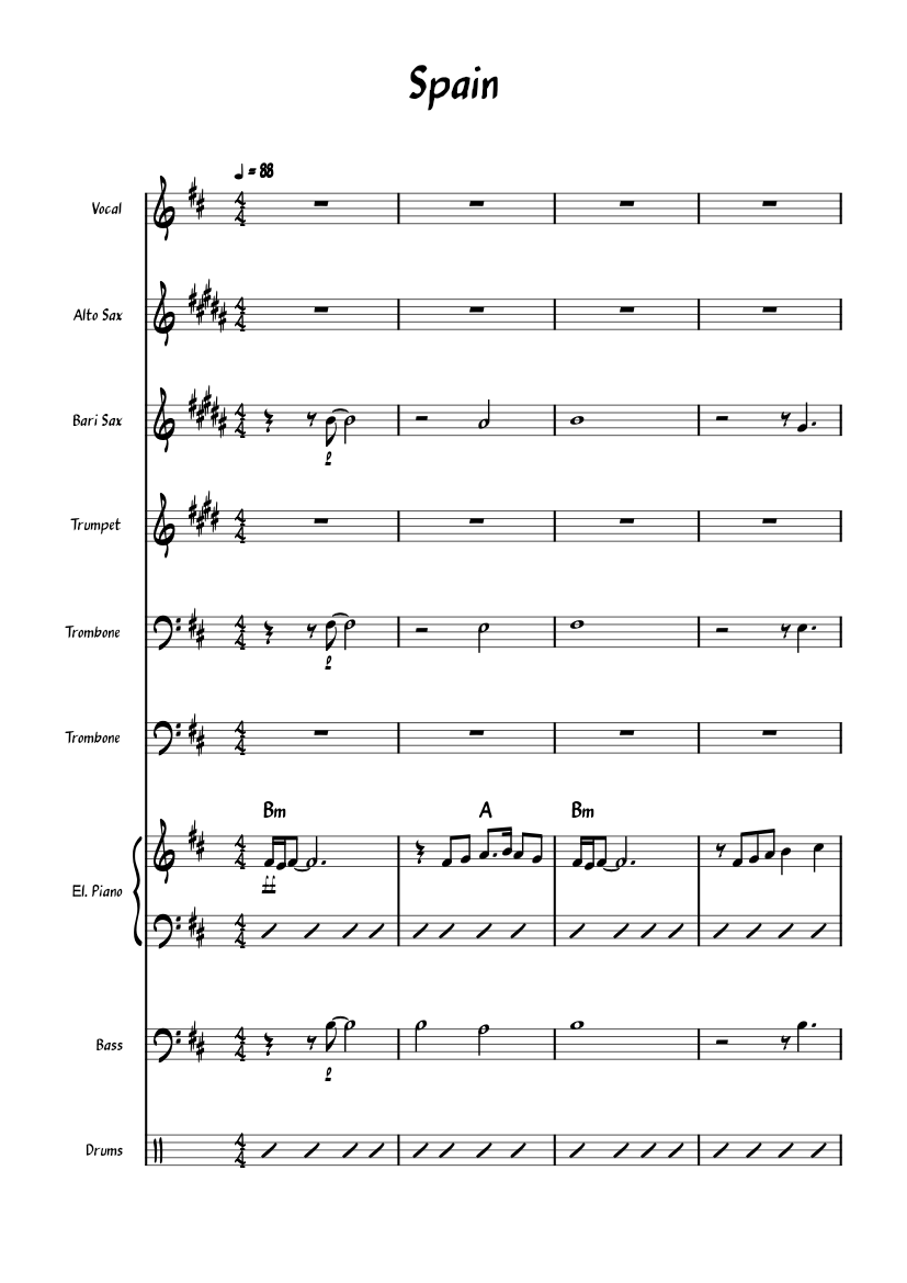 Spain – Chick Corea Spain Sheet music for Piano, Trombone, Female ...