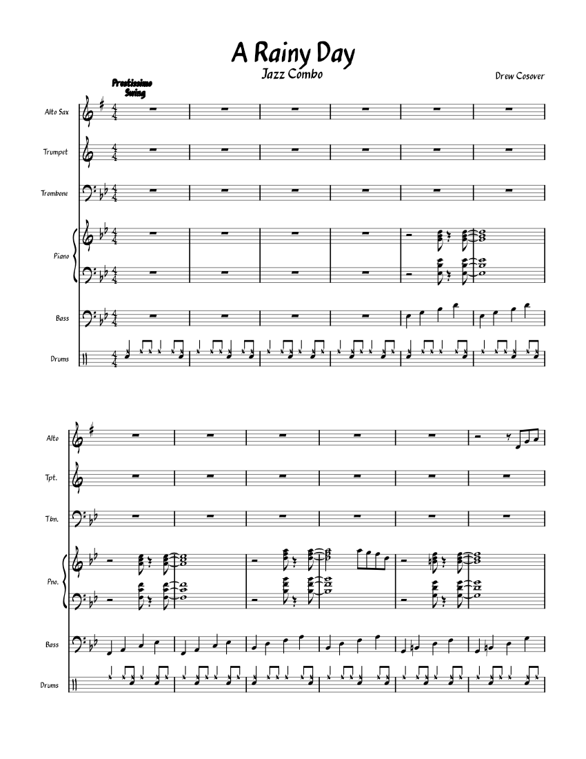 A Rainy Day Sheet music for Piano, Trombone, Saxophone alto, Bass ...