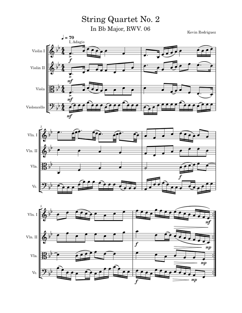 String Quartet No. 2 Sheet music for Violin, Viola, Cello (String ...