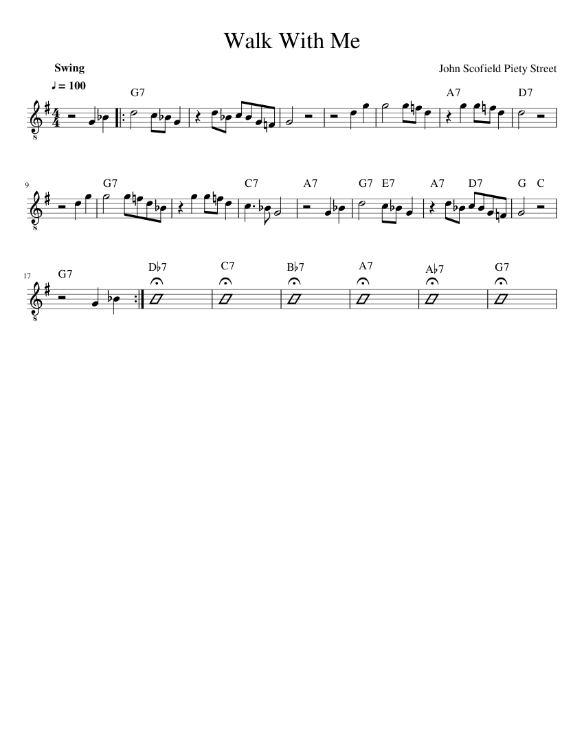 Walk With Me (John Scofield Piety Street) Sheet music for Saxophone ...