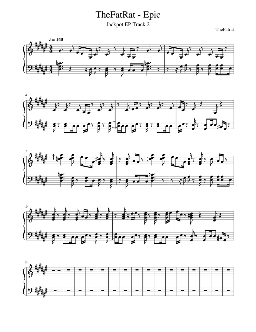 TheFatRat - Epic Sheet music for Piano (Piano Four Hand) Easy ...