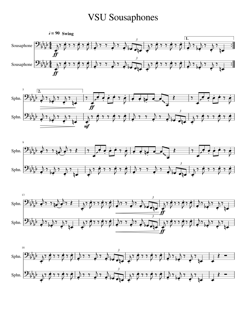 VSU Sousaphone Fanfare: Eb Tuba Suite Sheet music for Brass (other ...
