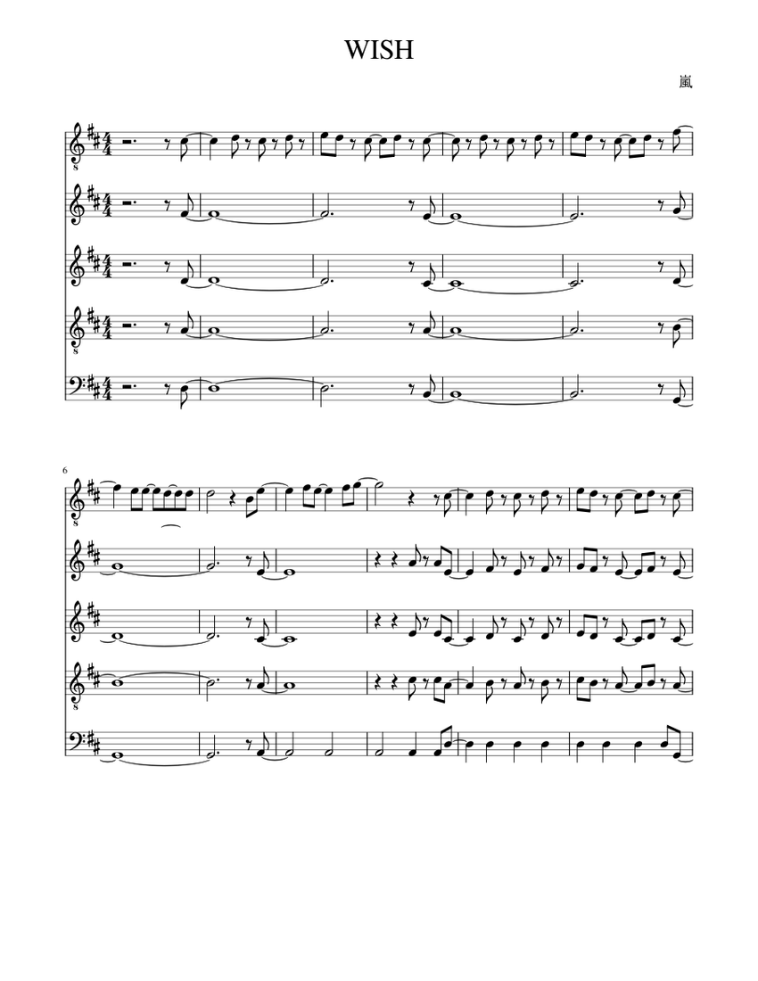 WISH Sheet music for Piano (Mixed Quintet) | Musescore.com