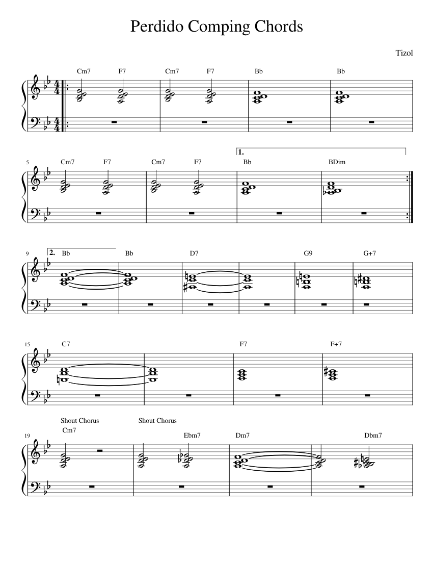 Perdido_Comping_Chords Sheet music for Piano (Solo) | Musescore.com