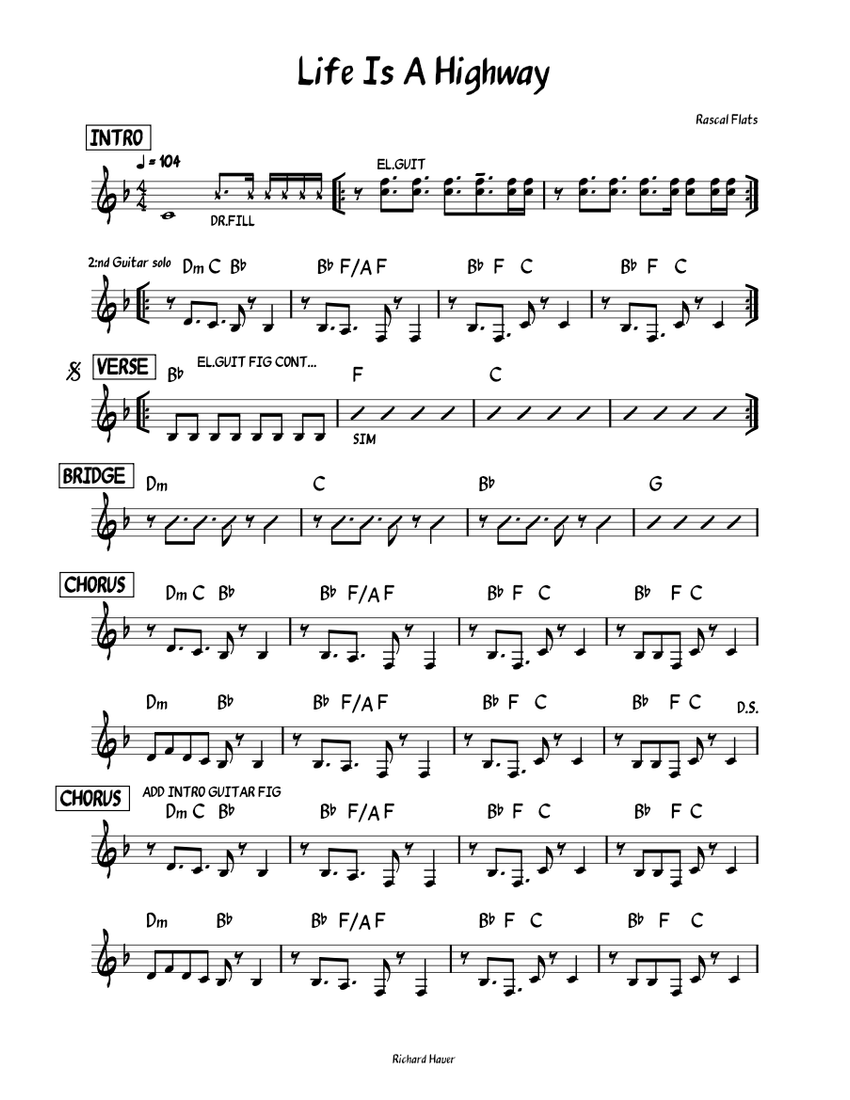 Life is a highway – Rascal Flatts Sheet music for Piano (Jazz Band ...