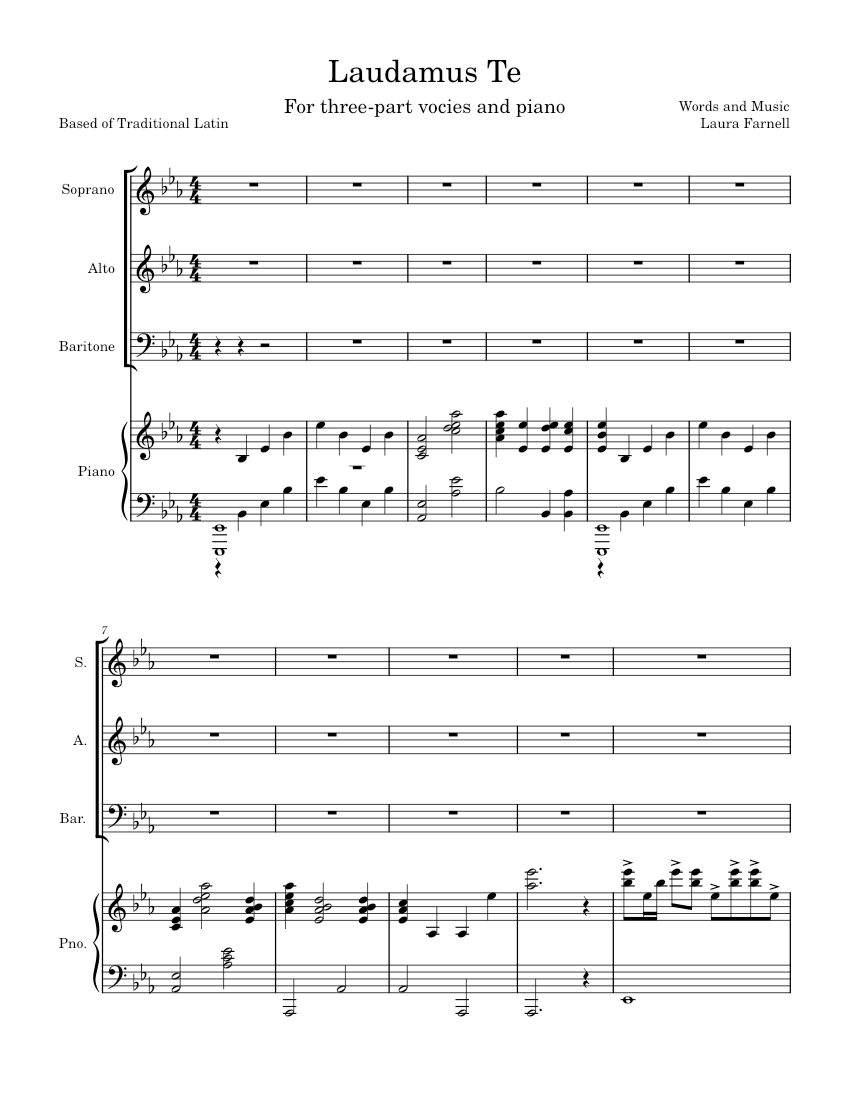 Laudamus Te Sheet music for Piano, Synthesizer (SATB) | Musescore.com