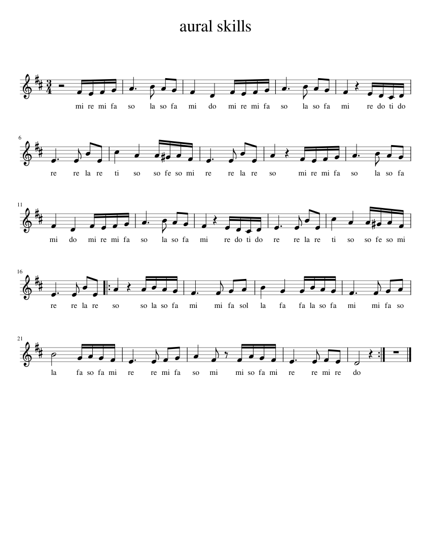 aural skills Sheet music for Vocals (Solo) | Musescore.com