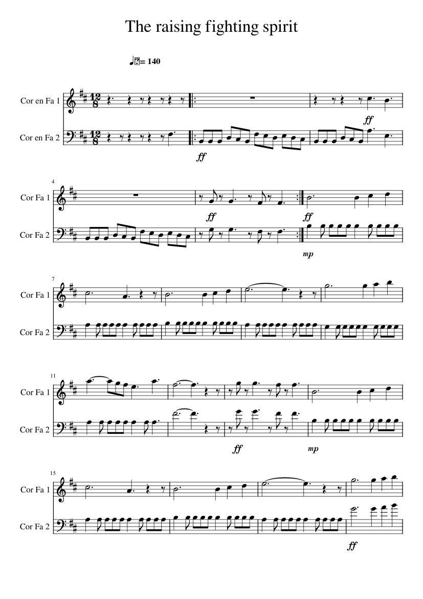The raising fighting spirit Sheet music for French horn (Brass Duet ...