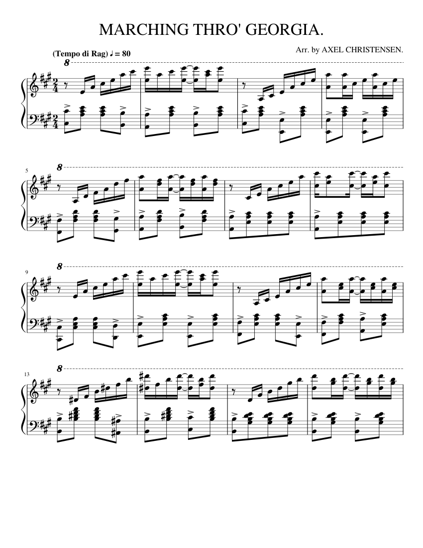 Marching Through Georgia (1909) Sheet music for Piano (Solo ...