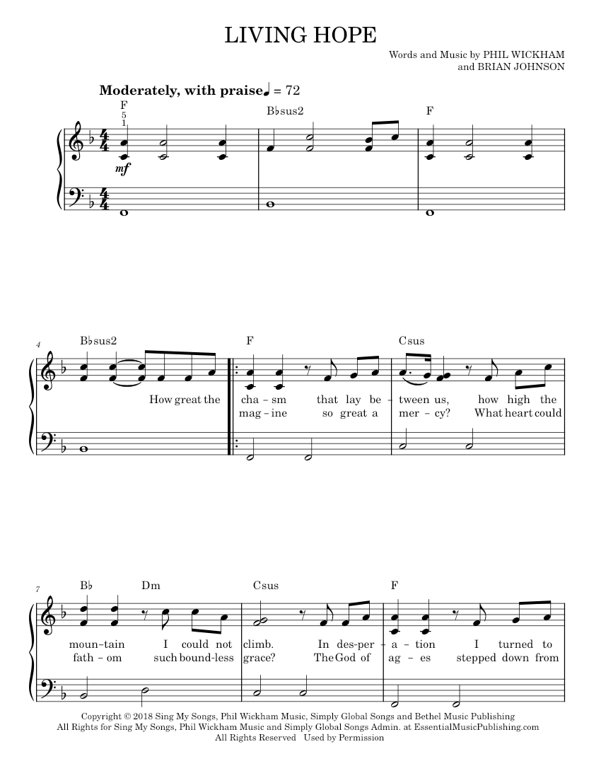 living hope Sheet music for Piano by Phil Wickham Official | MuseScore.com