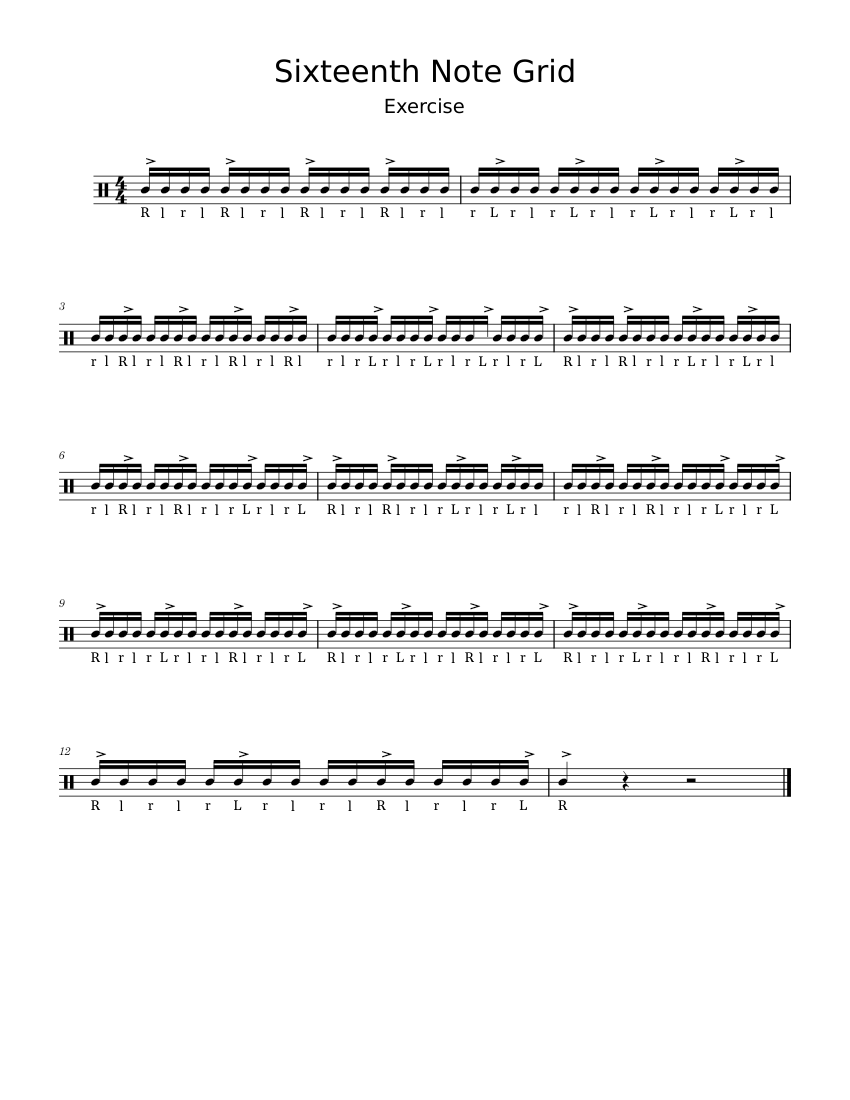 Sixteenth Note Grid Sheet music for Trumpet other (Drum Corps (Modern)) | Musescore.com