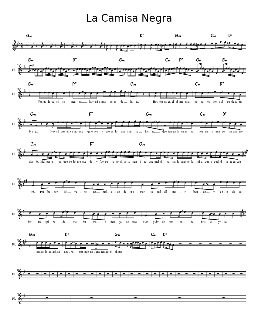 La Camisa Negra Sheet music for Flute (Solo) | Musescore.com