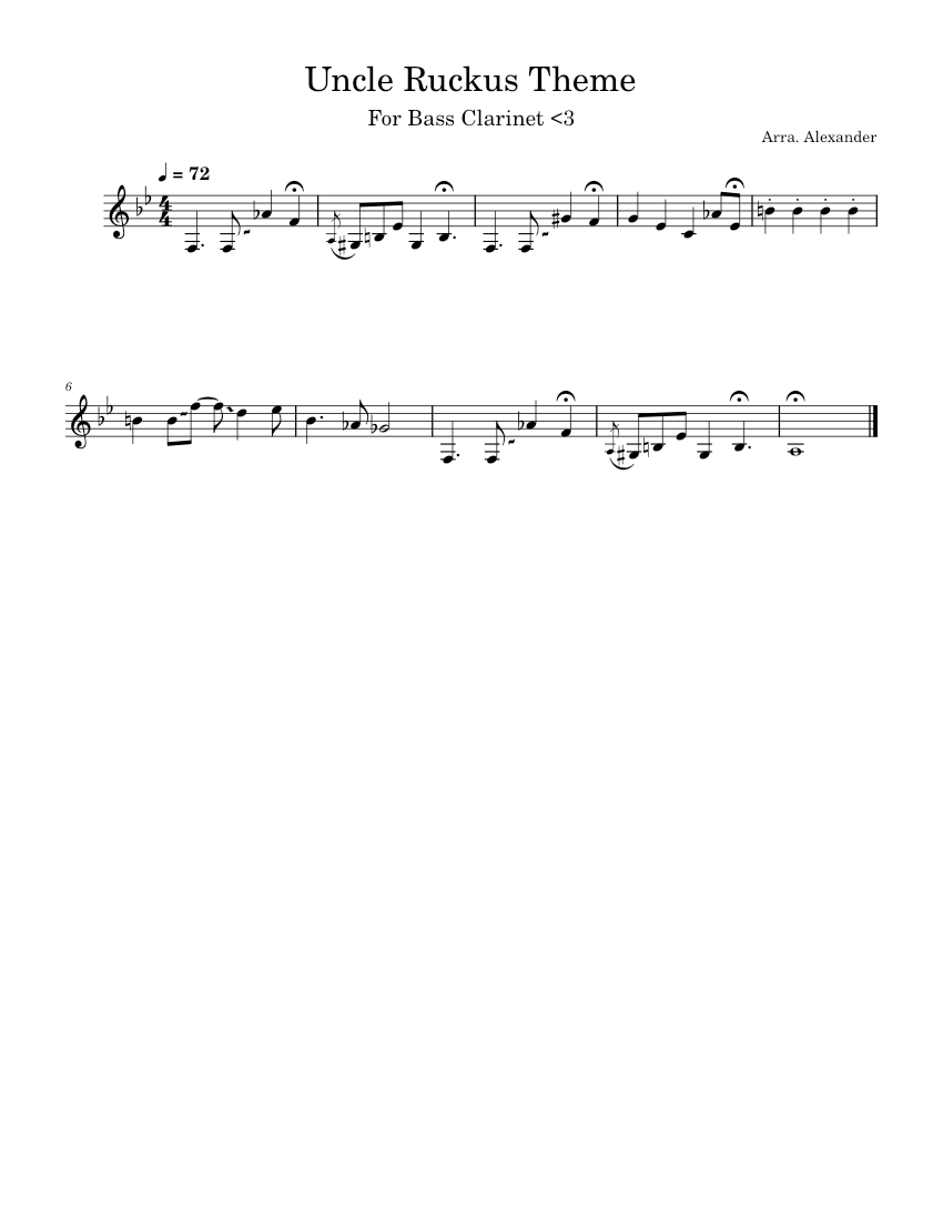 Uncle Ruckus Theme Sheet Music for Clarinet other (Solo) | MuseScore.com