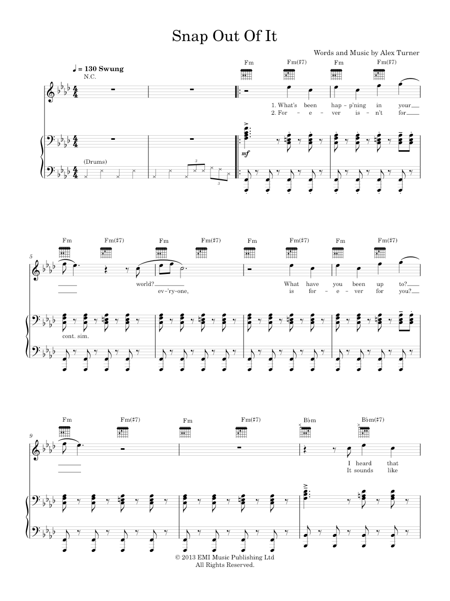snap out of it Sheet music for Piano, Vocals by Arctic Monkeys Official ...