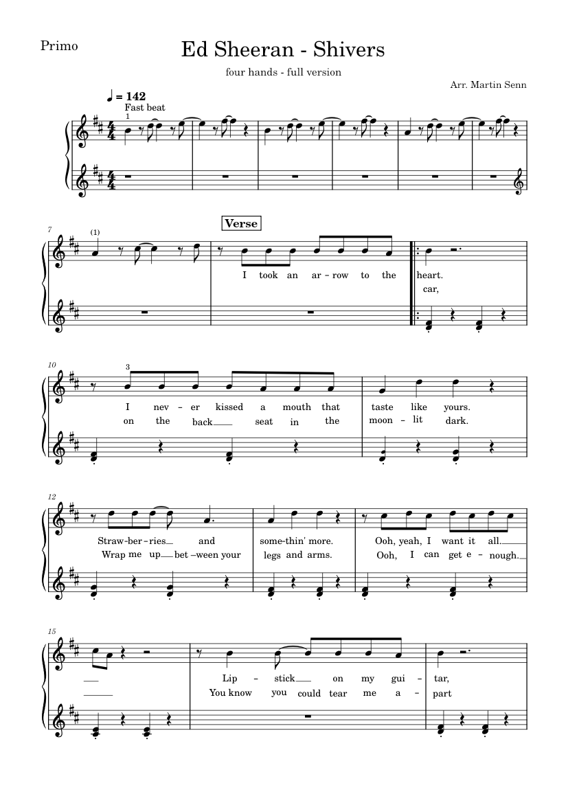 Shivers – Ed Sheeran Sheet Music for Piano (Solo) Easy | MuseScore.com