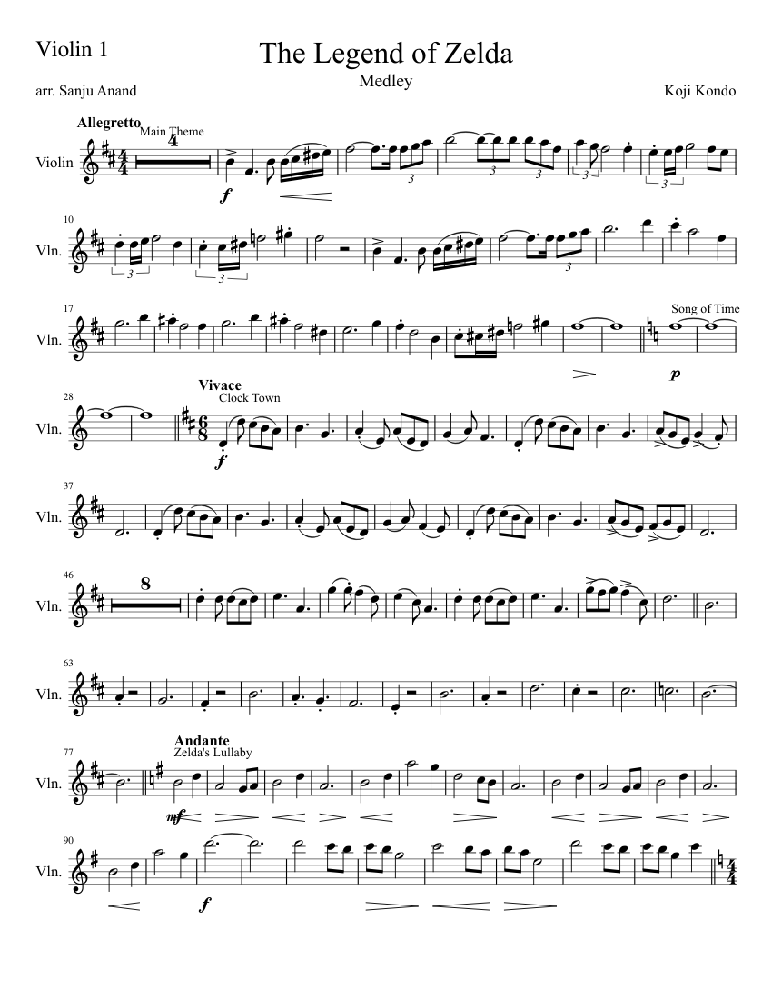 The Legend of Zelda- Violin 1 Sheet Music for Violin (Solo) | MuseScore.com