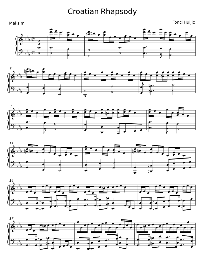 Croatian Rhapsody - Maksim Mrvica Sheet music for Piano (Solo ...