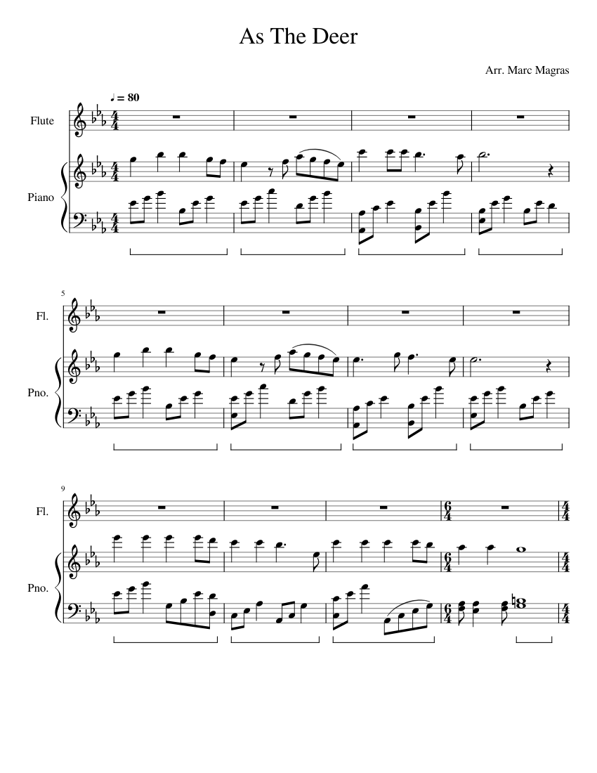As The Deer Sheet music for Piano, Flute (Solo) | Musescore.com