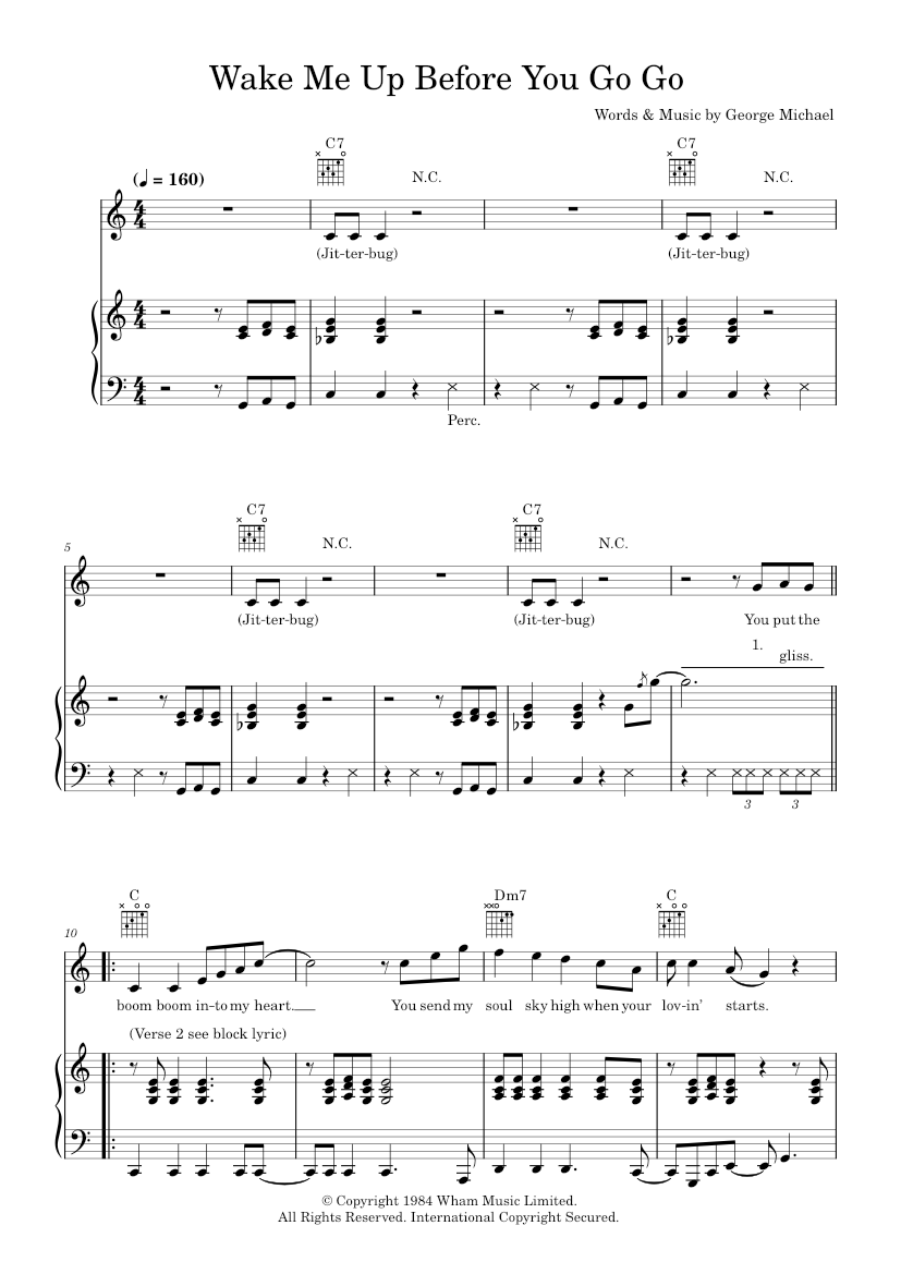 Play Official version of Wake me up before you go-go Sheet Music by ...