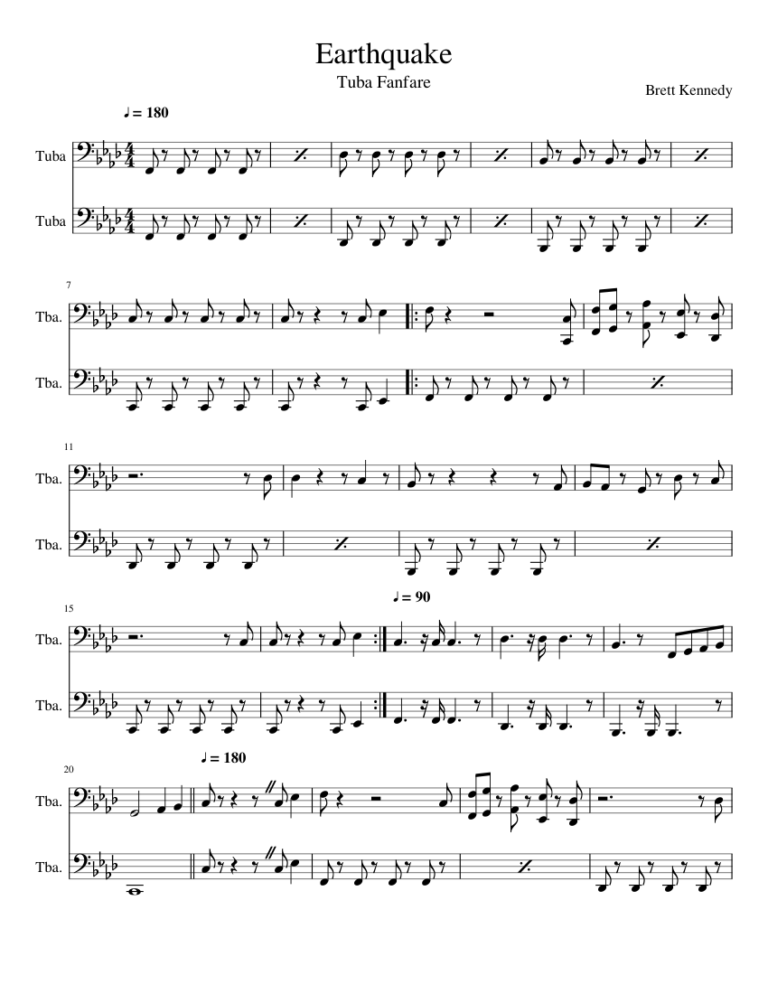 Earthquake [Score] Sheet music for Tuba (Brass Duet) | Musescore.com