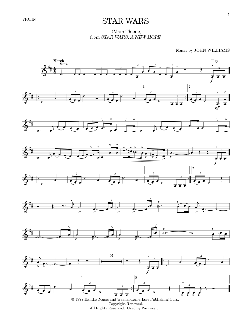 Play Official version of Star wars theme Sheet Music by John Williams ...