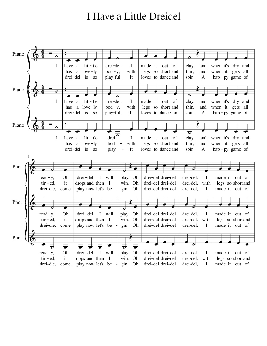 I_Have_a_Little_Dreidel Sheet music for Piano (Mixed Trio) | Musescore.com