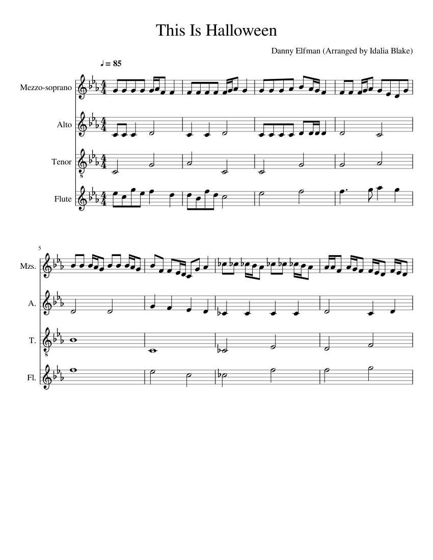 This Is Halloween Sheet music for Flute, Tenor, Alto, Mezzo Soprano ...