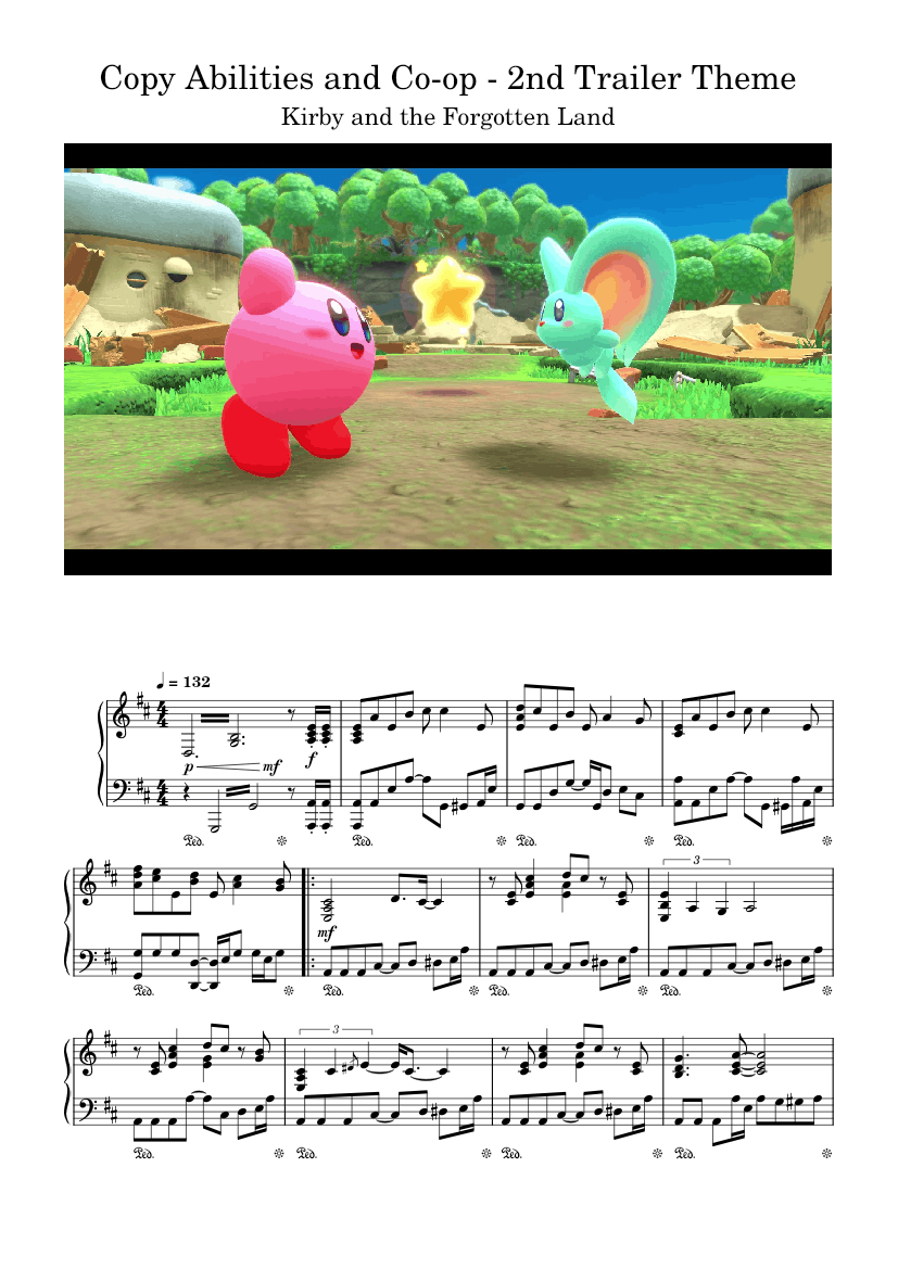 Kirby and Forgotten Land - 2nd Trailer Theme - Sheet music for Piano ...