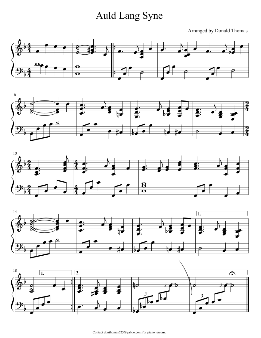 Auld Lang Syne Sheet music for Piano (Solo) Easy | Musescore.com
