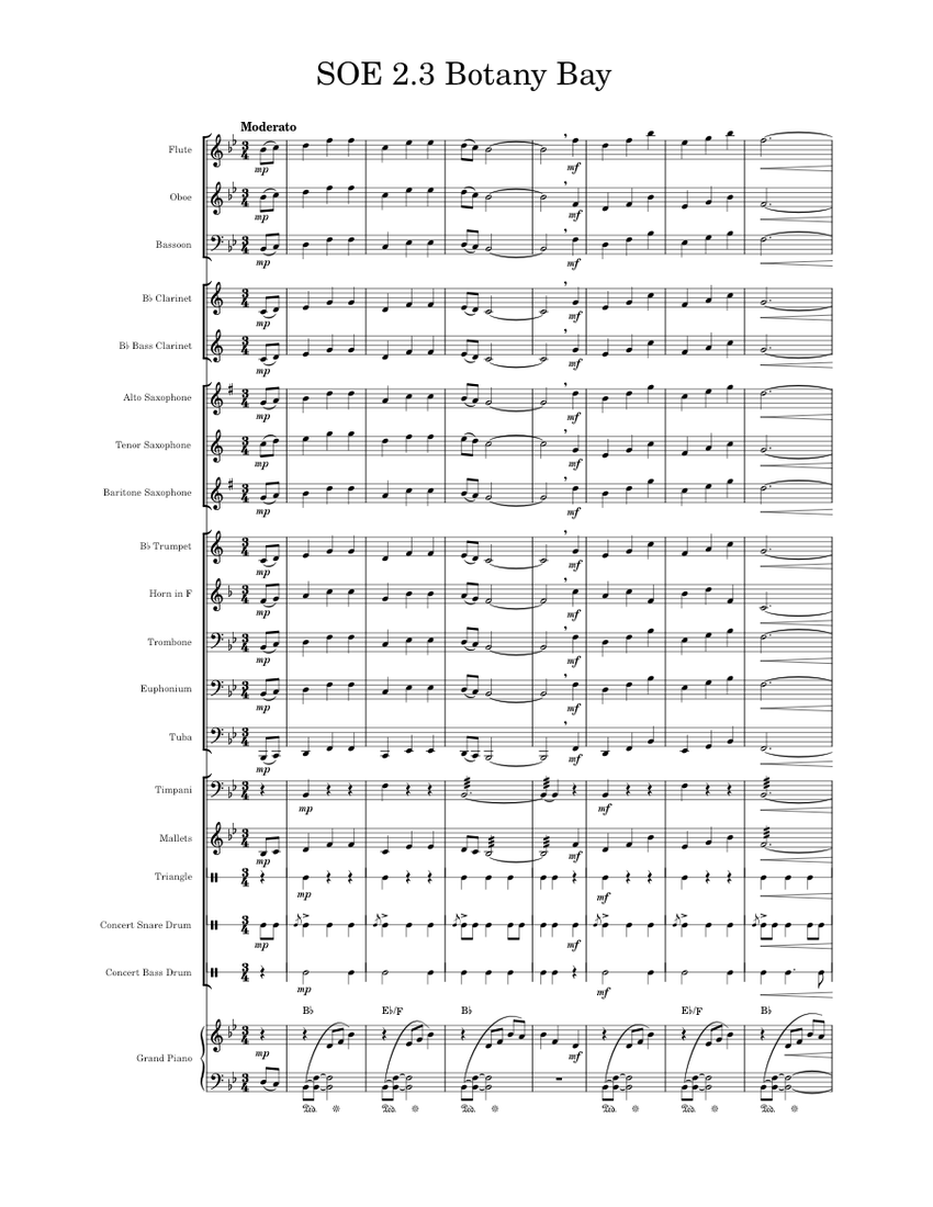 SOE 2.3 Botany Bay Sheet music for Piano, Trombone, Euphonium, Tuba ...