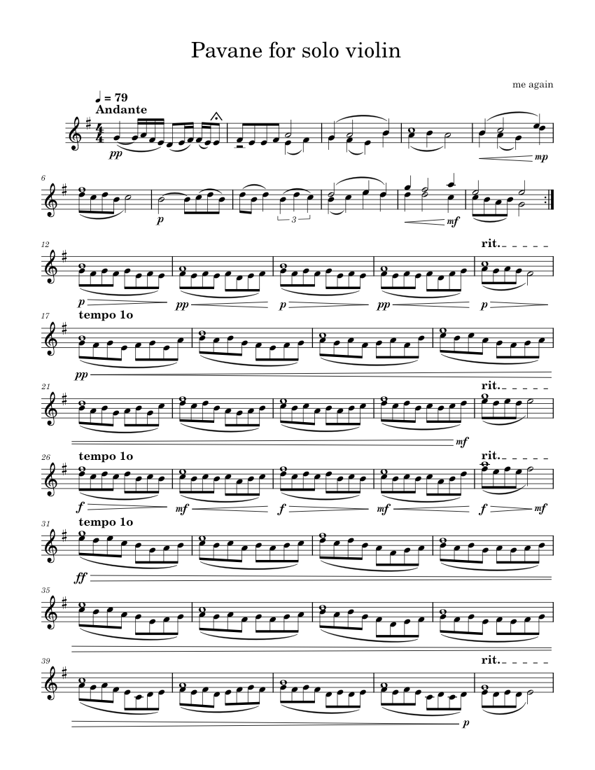 Pavane for solo violin Sheet Music for Violin (Solo) | MuseScore.com
