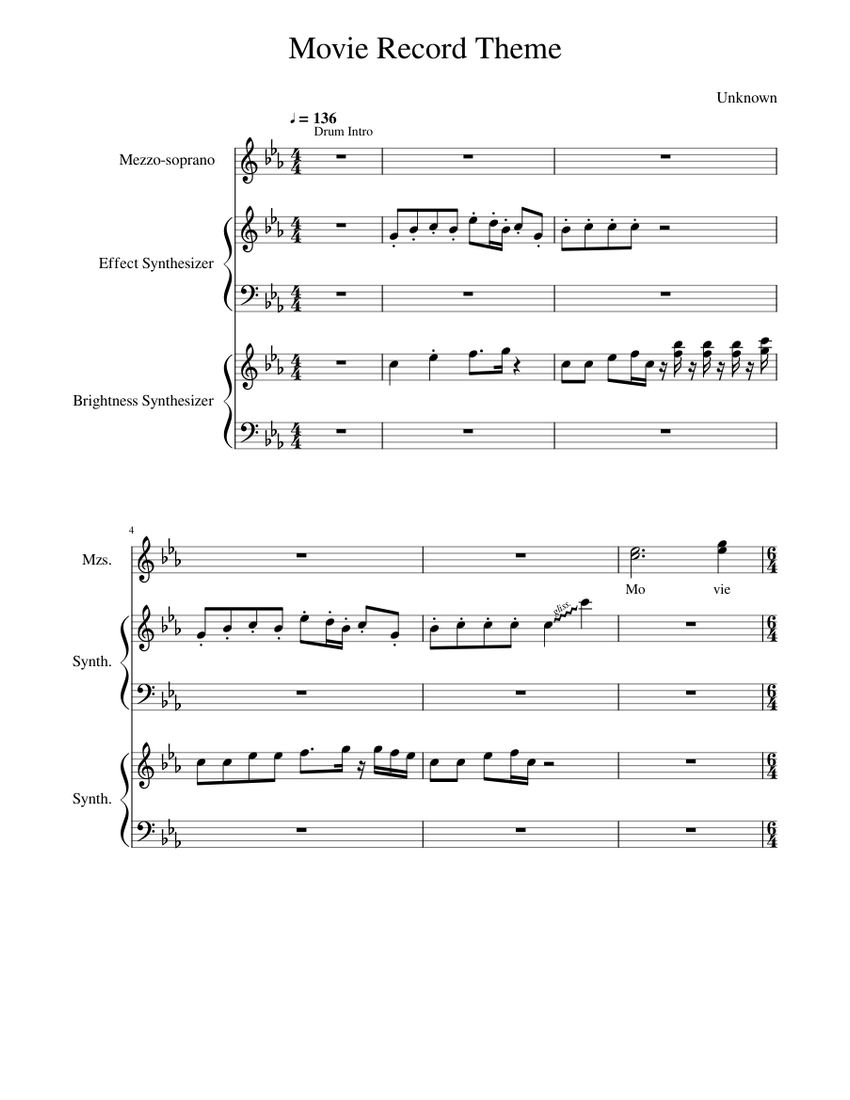 Movie Record Theme - piano tutorial