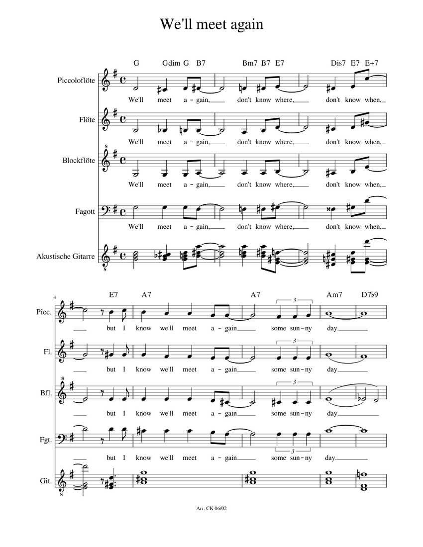 We'll Meet Again - TheFatRat Sheet music for Flute piccolo, Flute ...