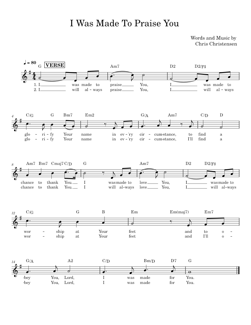 I Was Made To Praise You - Chris Christensen Sheet music for ...