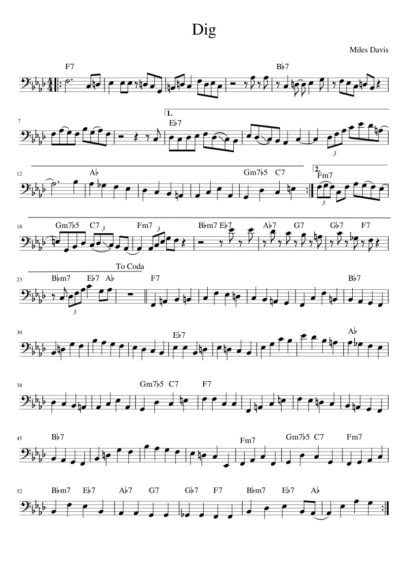 Dig Sheet music for Bass guitar (Solo) | Musescore.com