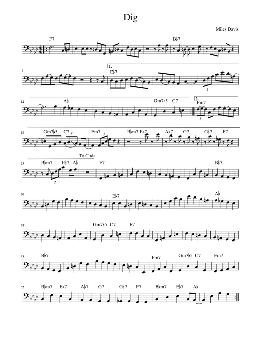 Dig Sheet music for Bass guitar (Solo) | Musescore.com