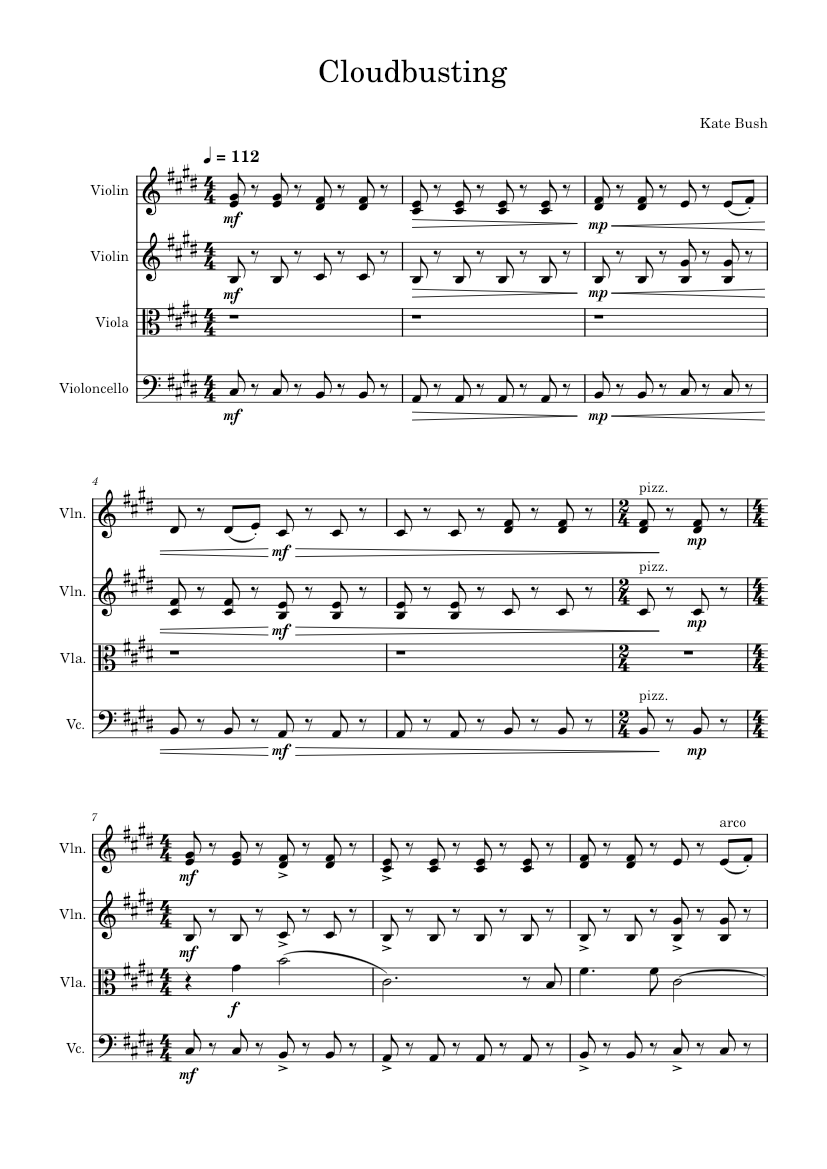 Cloudbusting – Kate Bush Kate Bush - Cloudbusting for String Quartet ...