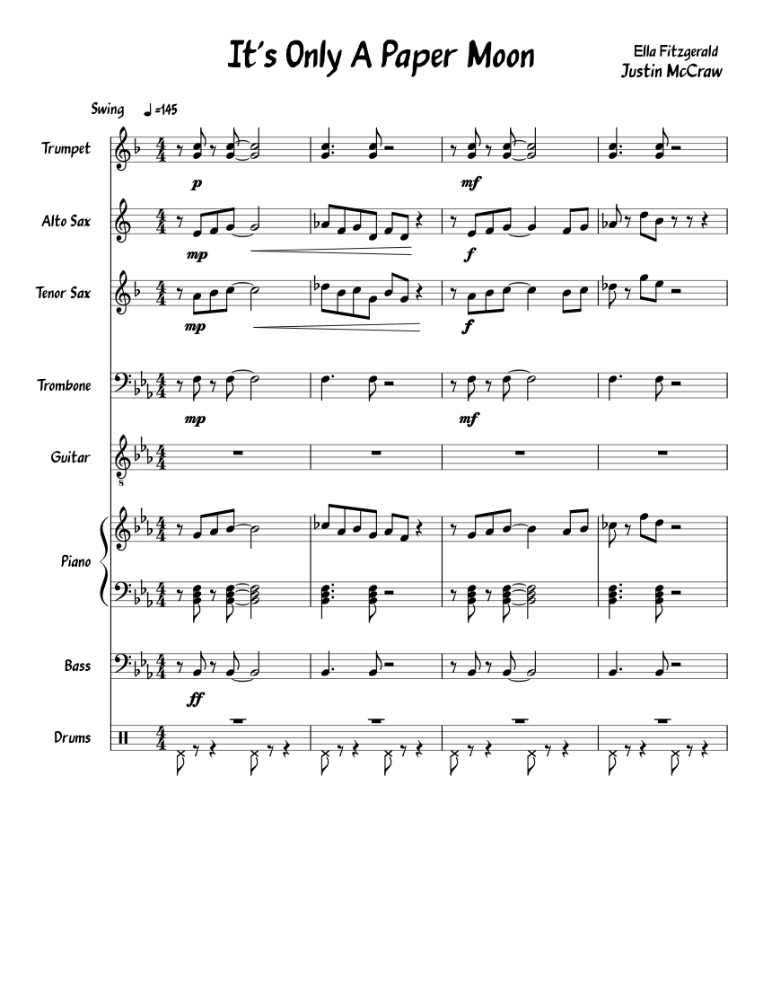 It's only a paper moon Sheet music for Piano, Trombone, Saxophone alto ...