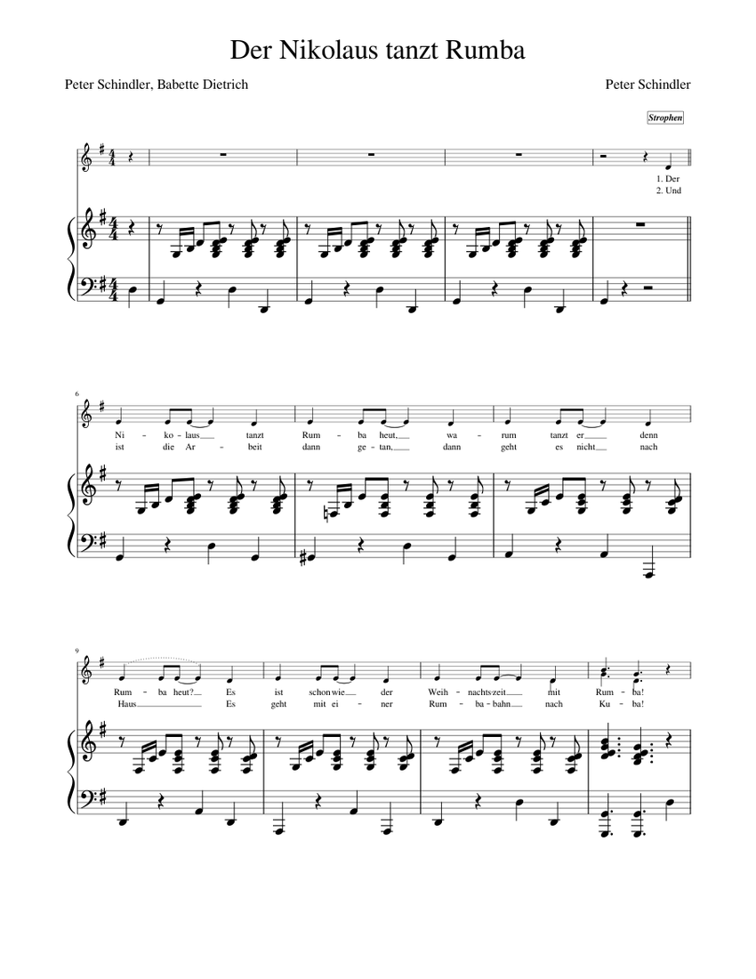 Der Nikolaus tanzt Rumba Sheet music for Piano, Vocals (Solo ...
