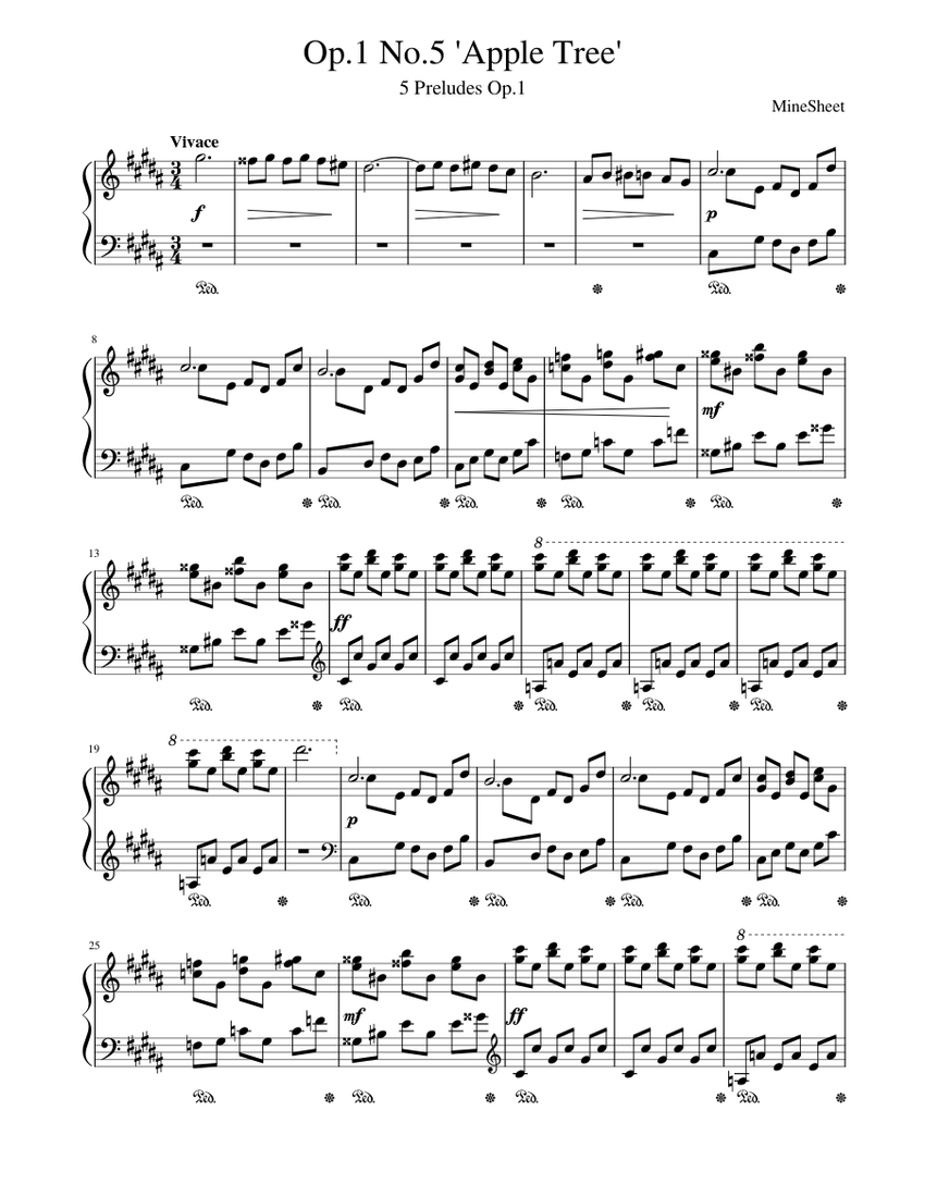 Op.1 No.5 'Apple Tree' Sheet music for Piano (Solo) | Musescore.com