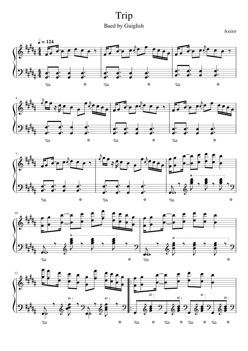 Trip – Axero Sheet Music for Piano (Solo) | MuseScore.com