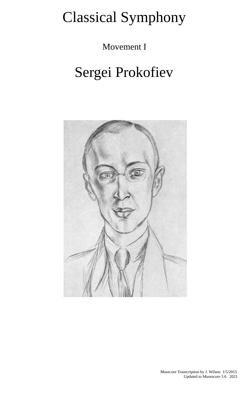 Prokofiev Classical Symphony Movement I Sheet Music for Flute, Oboe ...