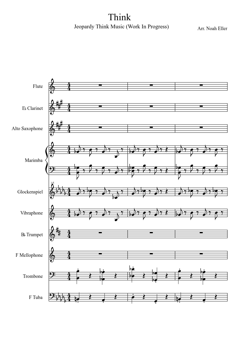 Think Sheet music for Trombone, Flute, Trumpet other (Mixed Trio ...