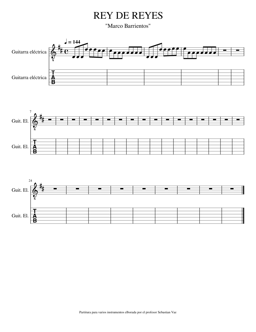 Rey De Reyes – Marco Barrientos Rey De Reyes – Marco Barrientos Sheet ...