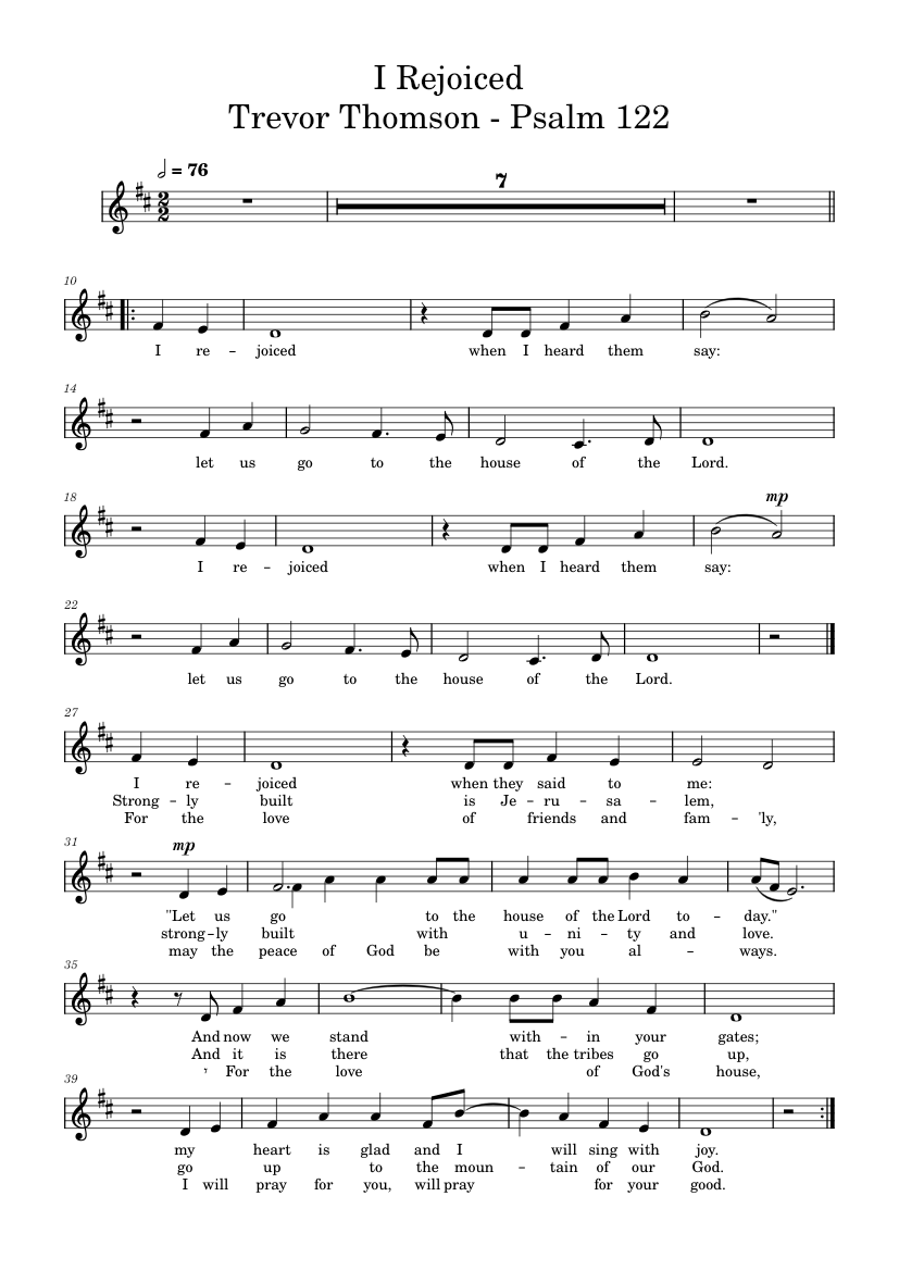 I Rejoiced - Psalm 122 – Trevor Thomson Sheet Music with Chords for ...