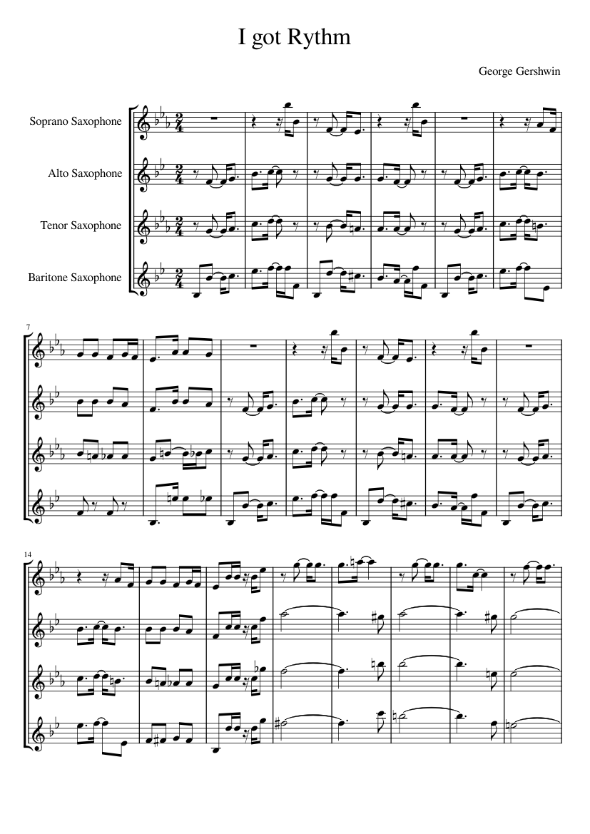 I got Rythm Sheet Music for Saxophone alto, Saxophone tenor, Saxophone ...