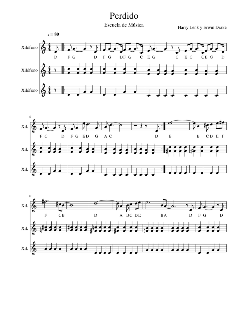 Perdido Sheet music for Xylophone (Percussion Trio) | Musescore.com